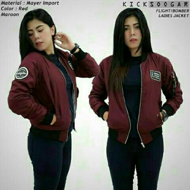 Kicksoogar Maroon Girl Bomber Flight | Other Color Available | Shopee ...