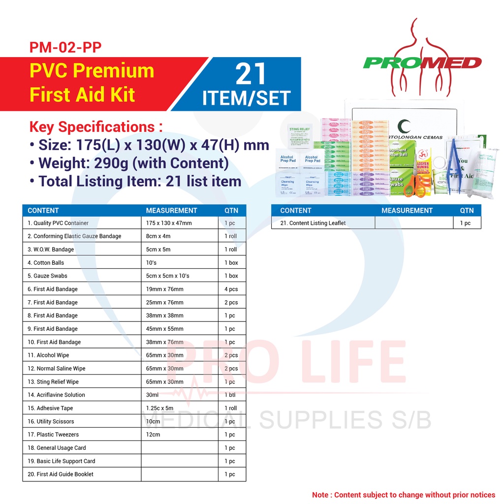 PROMED PVC First Aid Kit(5 Series) PETI PERTOLONGAN CEMAS Emergency Kit ...