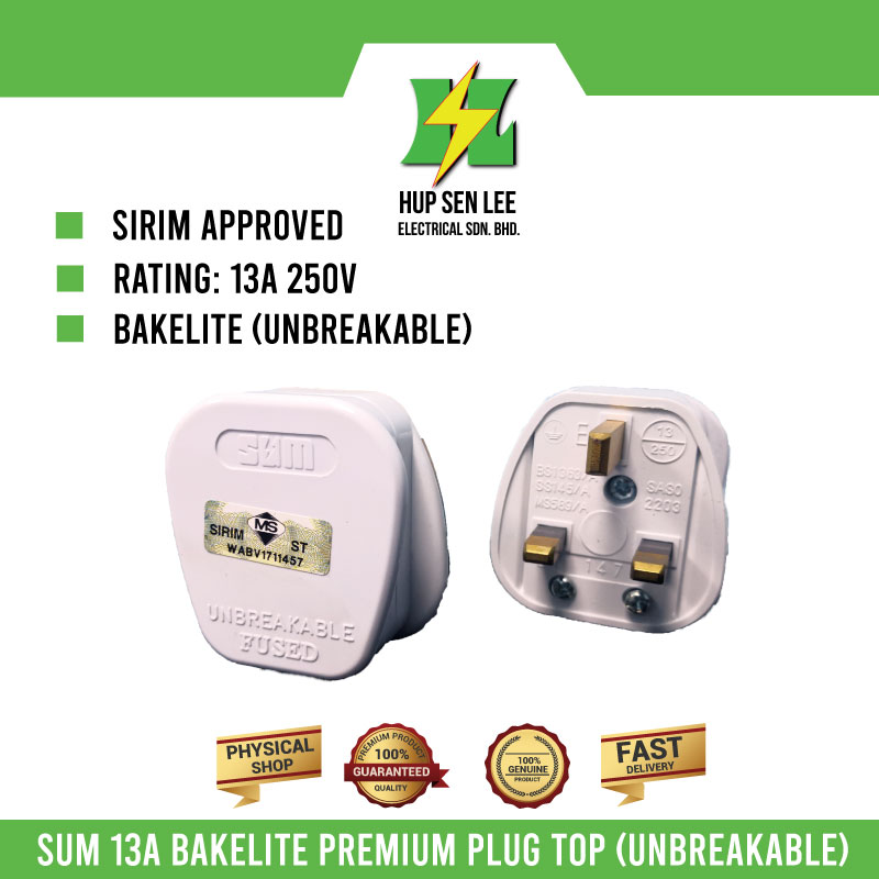 SUM 13A Bakelite Premium Plug Top (SIRIM UNBREAKABLE) | Shopee Malaysia
