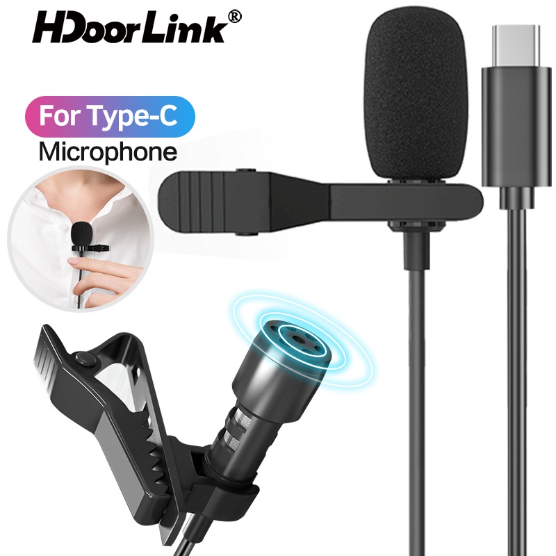 HdoorLink Mini USB Type C Audio Microphone Lapel Lavalier Mic Portable ...