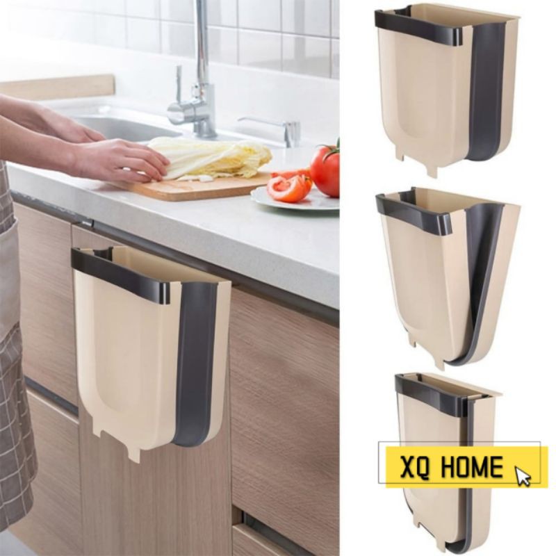 Foldable Dustbin Folding Waste Bin Kitchen Cabinet Door Hanging Trash ...