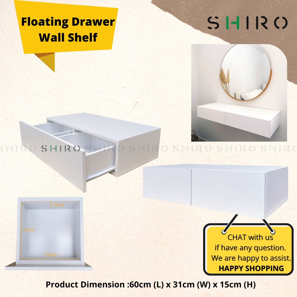 SHIRO Floating Drawer White Minimalist 2 in1 Drawer Makeup Storage ...
