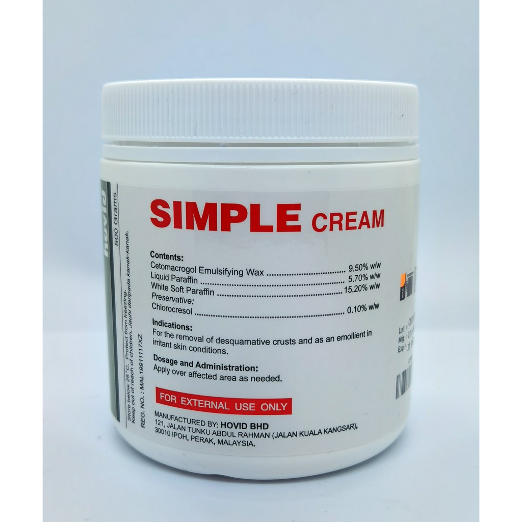 Hovid Simple Cream 500g (Moisturize the Skin) | Shopee Malaysia