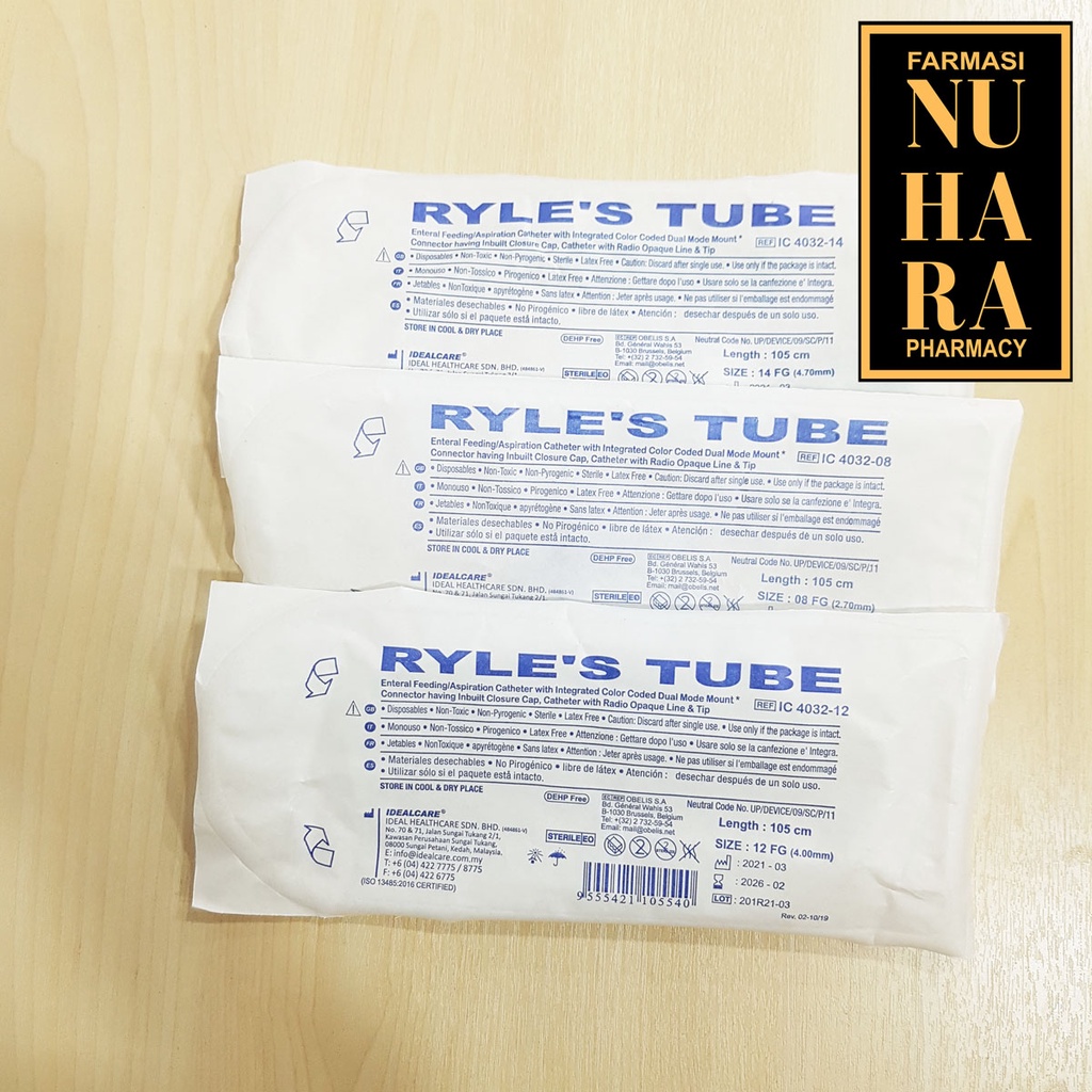 Ryles tube for enteral feeding size 8/12/14 Idealcare 1pcs | Shopee ...
