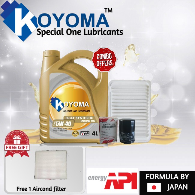 TOYOTA CAMRY 2.0 2.4 ACV40 ACV50 OIL FILTER + AIR FILTER + KOYOMA 5W40 ...