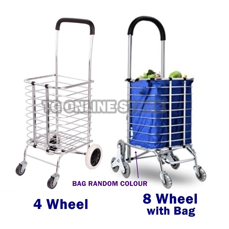 Aluminium Folding Market Trolley Shopping Cart Troli Pasar Trolley Cart ...