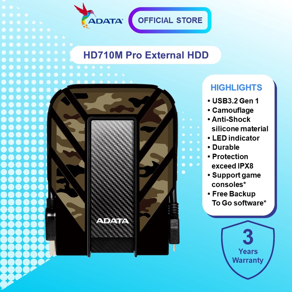 ADATA EXT HDD CAMOUFLAGE USB3.2 DURABLE HD710MPRO - 1TB/2TB | Shopee ...