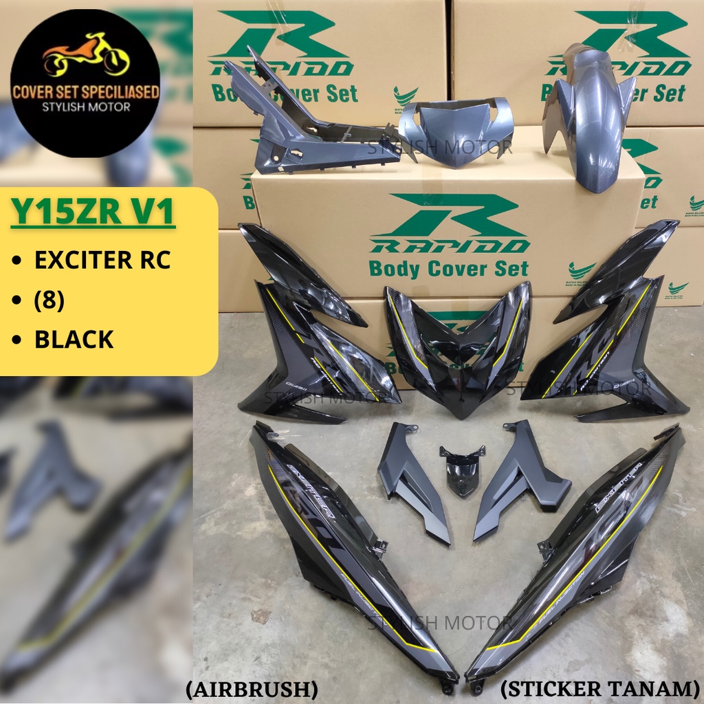 (STICKER TANAM/AIRBRUSH) RAPIDO COVER SET Y15ZR V1/V2 RC (8) BLACK | Shopee Malaysia