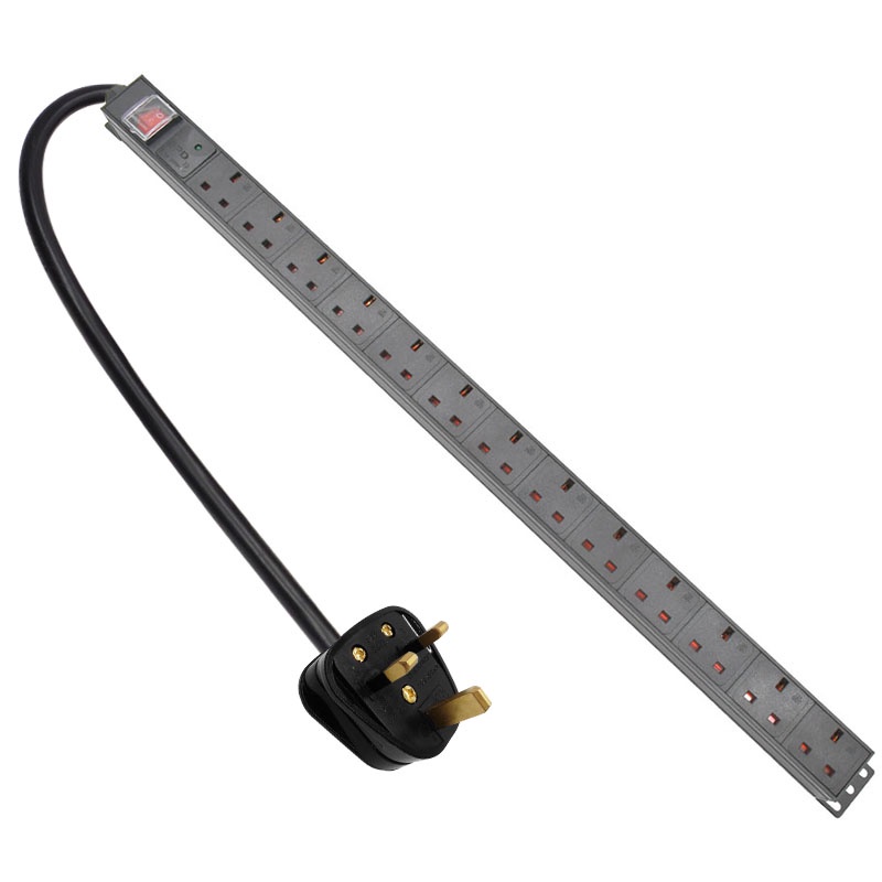 PDU Power Strip surge protection 2-17 Way UK 3 PIN PLUG Socket 13A ...