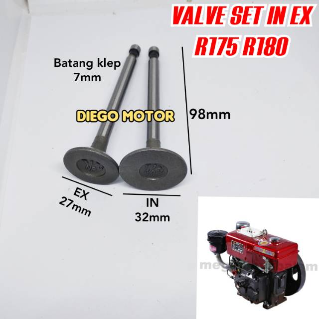 MESIN Valve in ex set of Dongfeng diesel engine Valve type R175 R180 ...