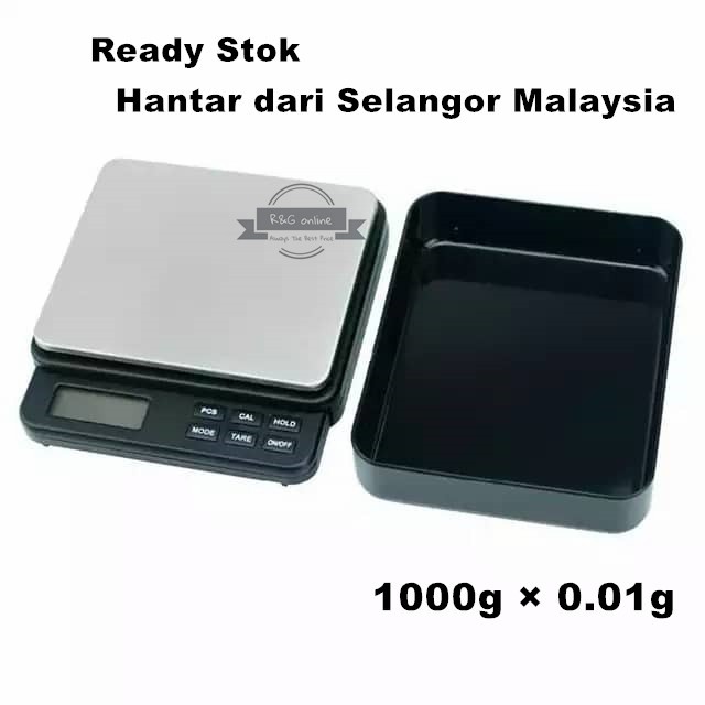 1000g × 0.01g Mini Digital Jewellery Pocket Scale/ Penimbang digital ...