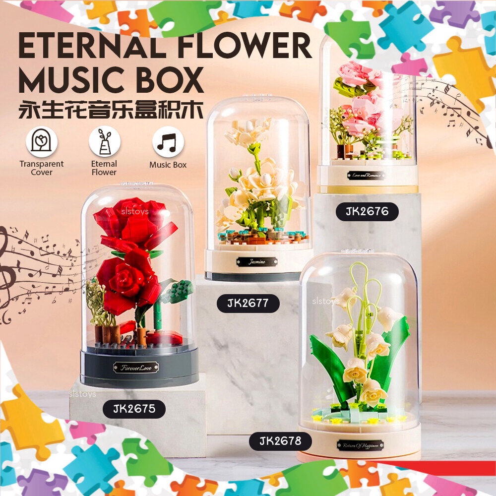 JAKI JK2675 / JK2676 / JK2677 / JK2678 Eternal Flower Music Box Bouquet ...