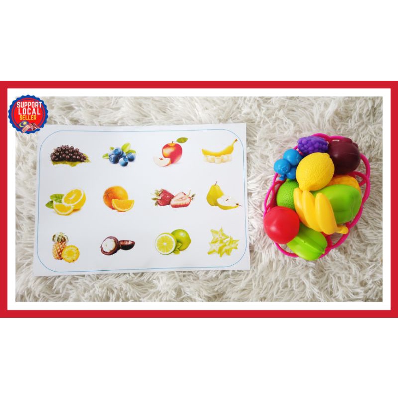 Real fruit matching activity busy file montessori early learning kids ...