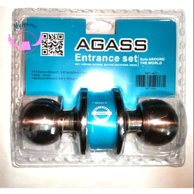 Cylindrical Door Lock Set (AGASS) | Shopee Malaysia
