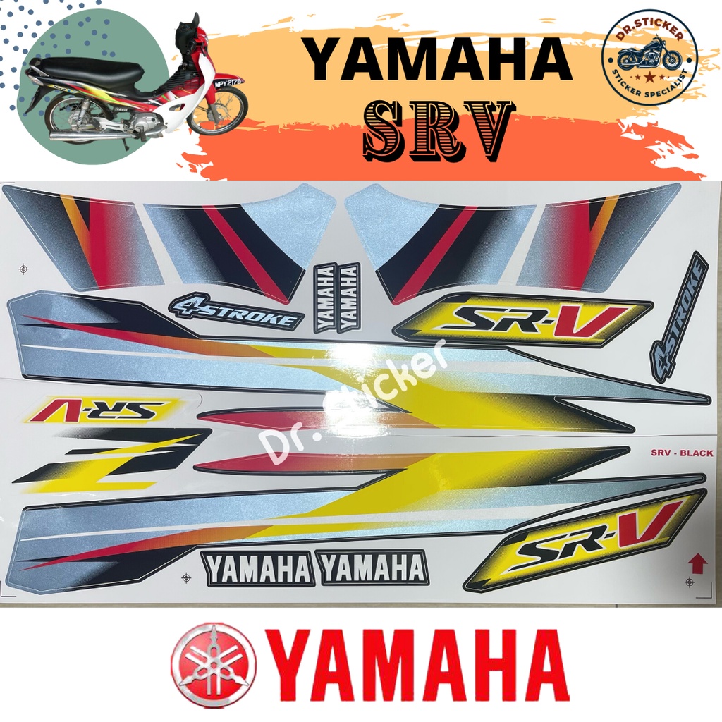 YAMAHA SRV SRV110 Stripe Stiker Sticker SRV 110 100 RED BLUE BLACK BODY STICKER COVERSET COVER ...