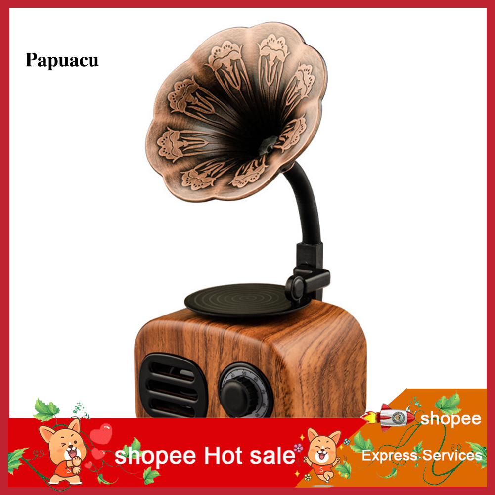 Pa Retro Mini Phonograph Stereo Music Radio Wireless Bluetooth Speaker ...