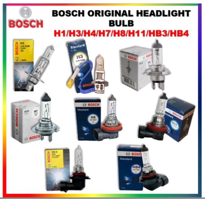 (100% ORIGINAL)Bosch Headlight Bulb H1/ H3/ H4 /H7 /H8 /H11/ HB3(9005 ...