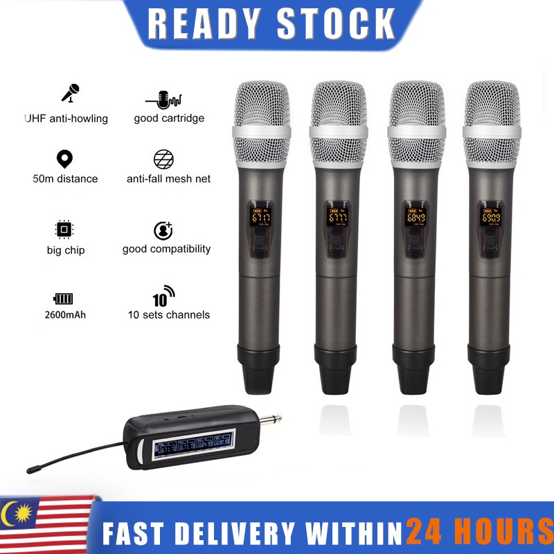 Wireless Microphone UHF Handheld Dynamic Karaoke Mic For Church Party ...