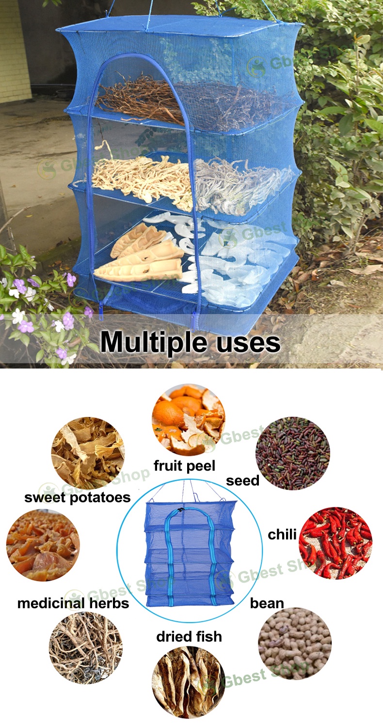 drying fish Net food hanging drying net Folding Fish Rack Cage Shelf ...