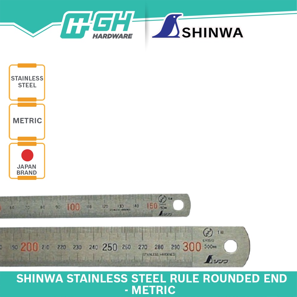 [ GH HARDWARE ] SHINWA Stainless Steel Rule Rounded End (metric) | Shopee Malaysia