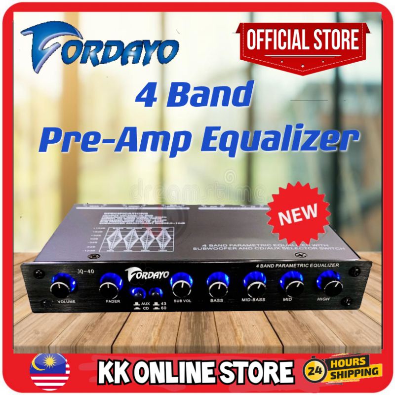 4-Band Pre-Amp FORDAYO Parametric Preamp with Subwoofer Output suitable ...