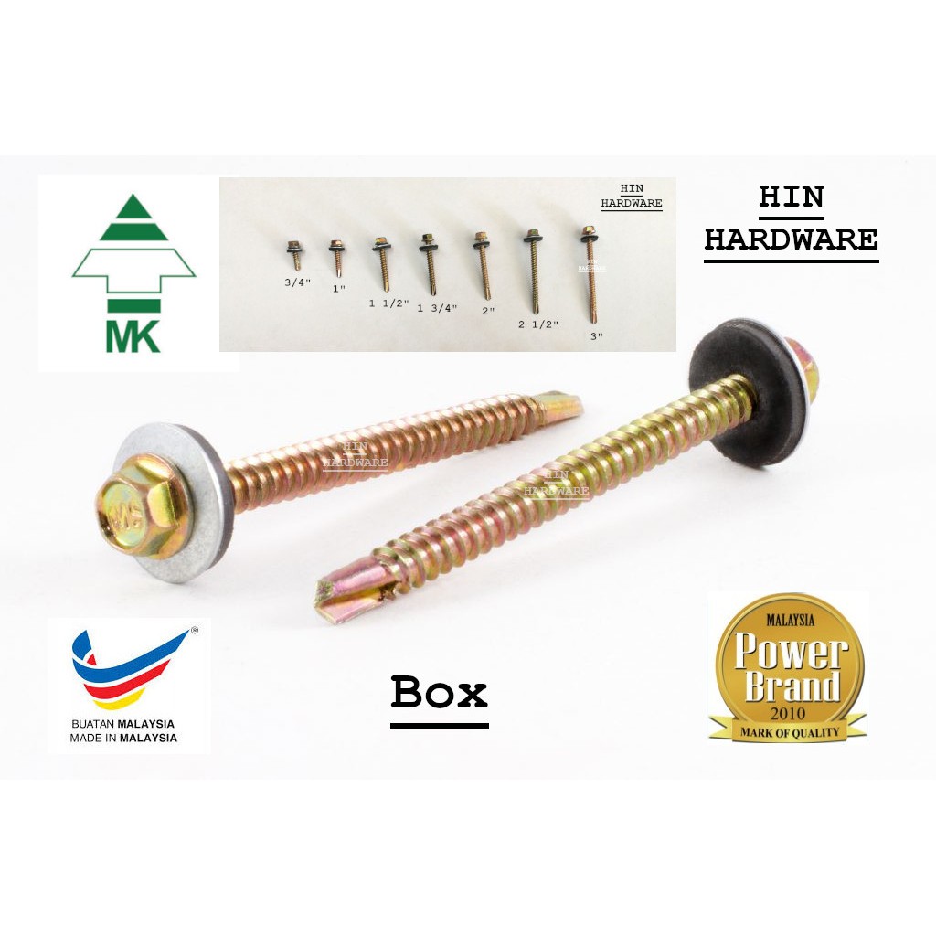 HIN Self Drilling Screw C/W Washer DS-HW for Metal / Skru Besi Bumbung ...