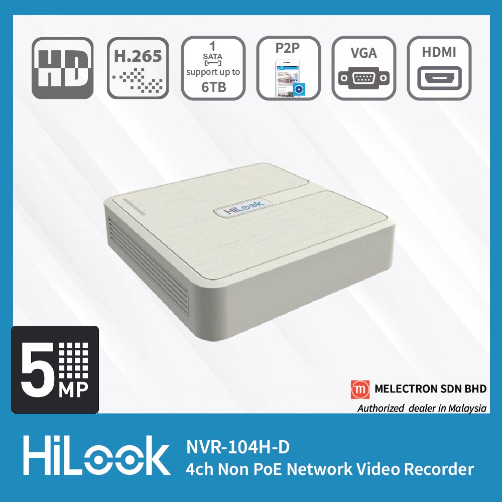 HiLook NVR-104H-D 4ch Non-PoE Network Video Recorder (Up to 5 ...