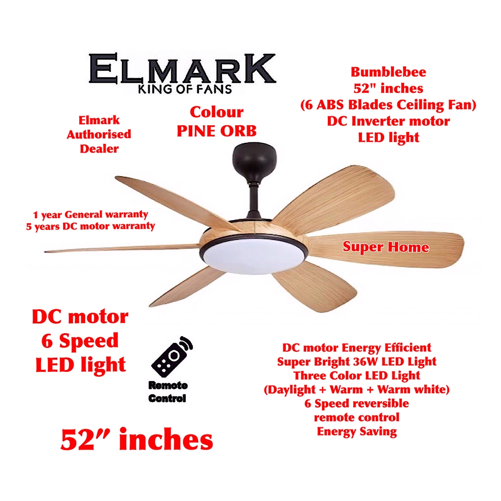52 Inch 6 Blade Ceiling Fan | Shelly Lighting