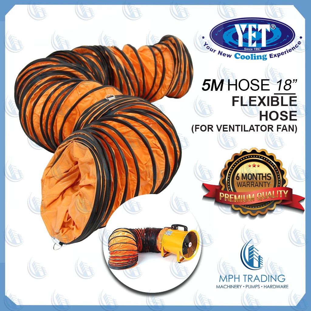 YET 18'' 18 Inch Flexible Hose For Ventilator Fan 5M Length | Shopee ...
