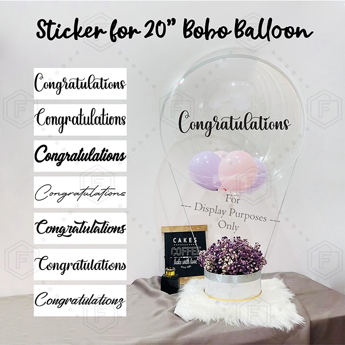 Congratulations Sticker for 20" Bobo Balloon/ Transparent Balloon ...