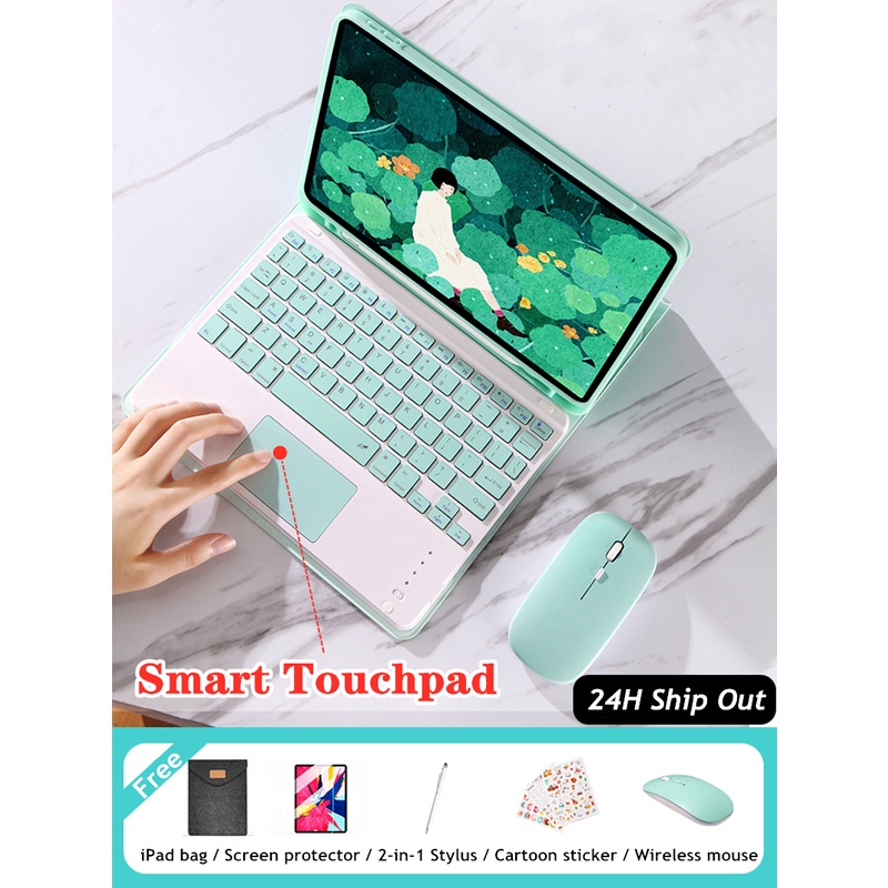 NIXXOS Touchpad Keyboard Case Built-in Pencil Holder for iPad 7th/8th ...