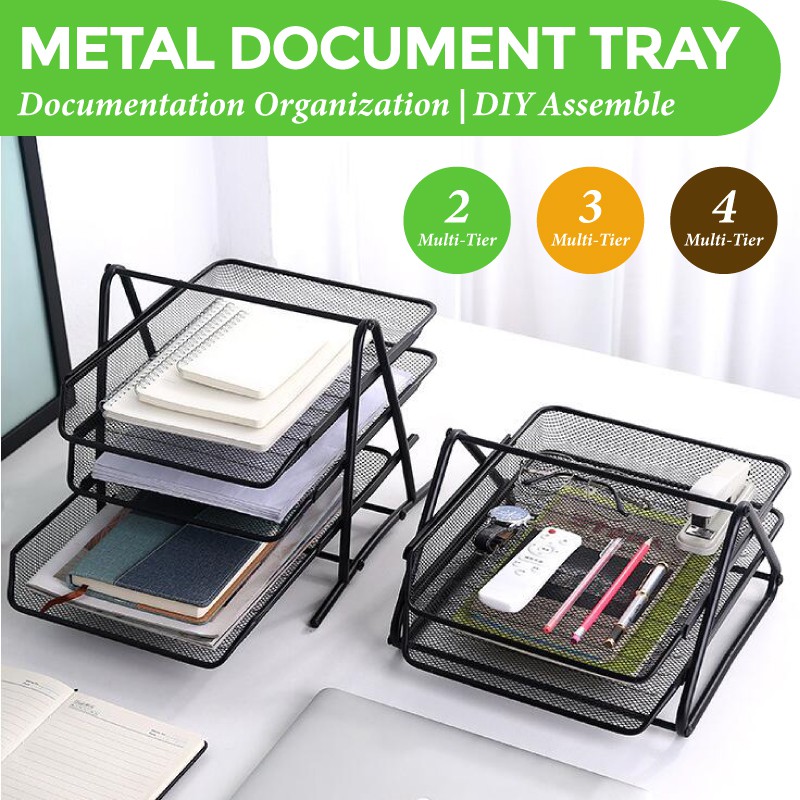 Multi-Tier Metal Document Tray Easy Organization with Sliding ...
