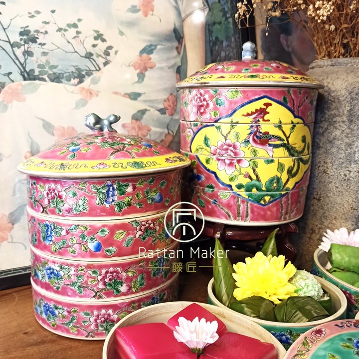 [Red] Baba Nyonya TIffin / Tingkat Ceramic Porcelain / Food Carrier ...