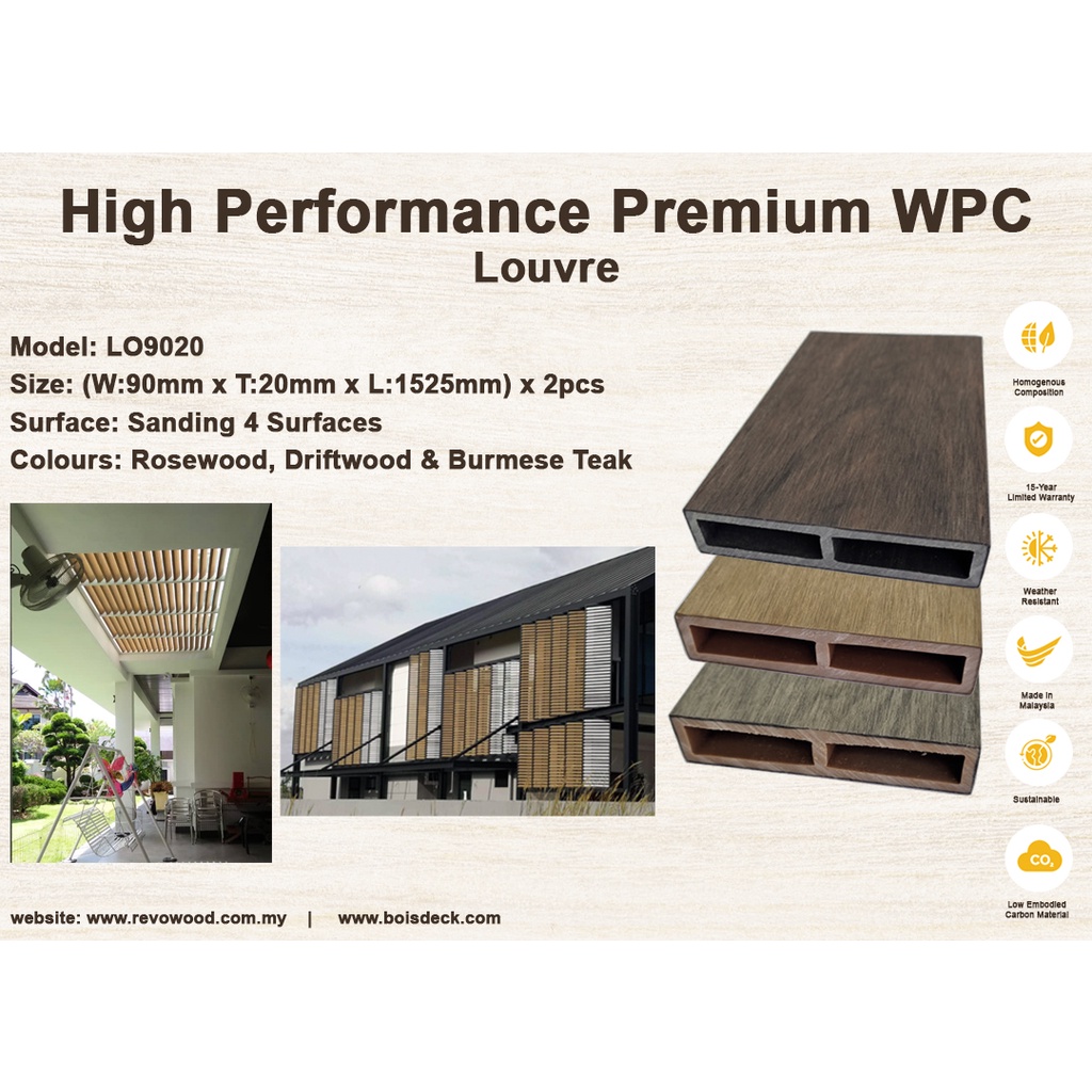 Boisdeck Premium WPC Louver for indoor and outdoor | Shopee Malaysia