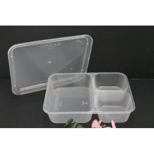 10 Pcs Take away 3 Partition container with Lid for family wedding ...