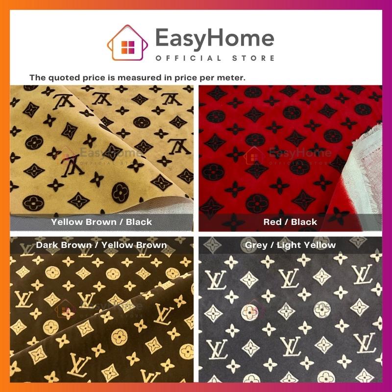 Kain Baldu LV Print Nipis Velvet - 1 meter | Upholstery Table Cloth Pad ...