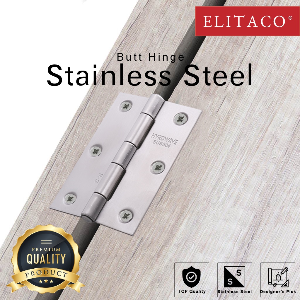 【ELITACO】100mm Stainless Steel Folding 2mm 3mm Butt Hinge Hairline ...