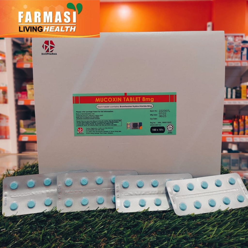 MUCOXIN BROMHEXINE 8MG 10'S/STRIP FOR COUGH/PHLEGM/BATUK/CAIR KAHAK ...