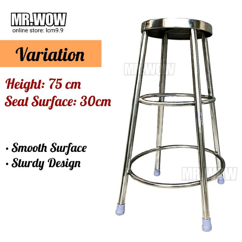 Stainless Steel Round Bar Chair / Long Leg Chair/ High Stool / Indoor ...