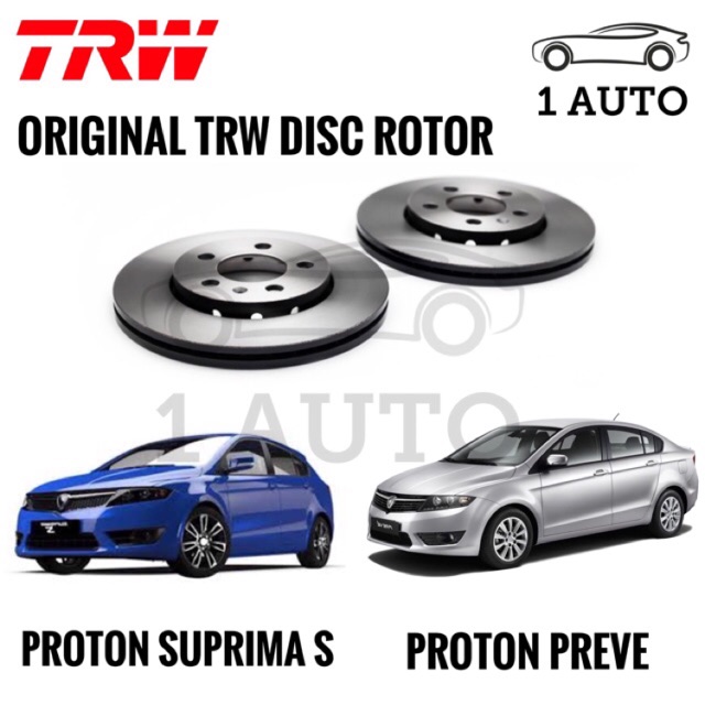 TRW BRAKE DISC ROTOR REAR BELAKANG for PROTON PREVE SUPRIMA S (1 PAIR ...