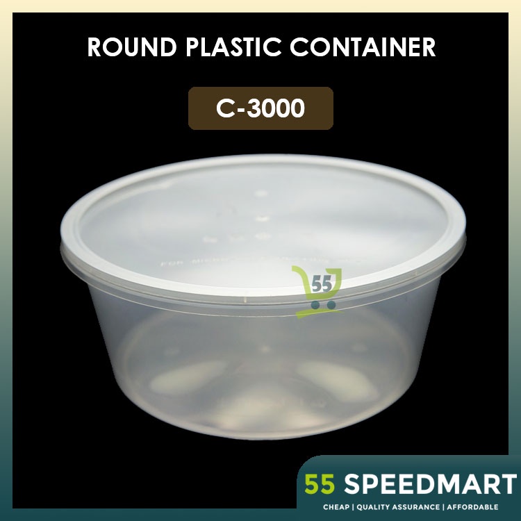 𝟱𝟱𝗦𝗣𝗘𝗘𝗗𝗠𝗔𝗥𝗧 C3000 3000ML ROUND CONTAINER WITH LID [ ±10SETS ] PLASTIC ...