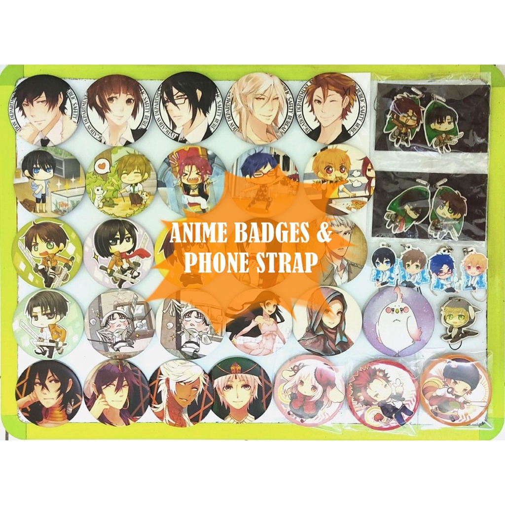 ANIME BADGES & PHONE STRAP PSYCHO PASS MAGI FREE! ATTACK ON TITAN SWORD ...