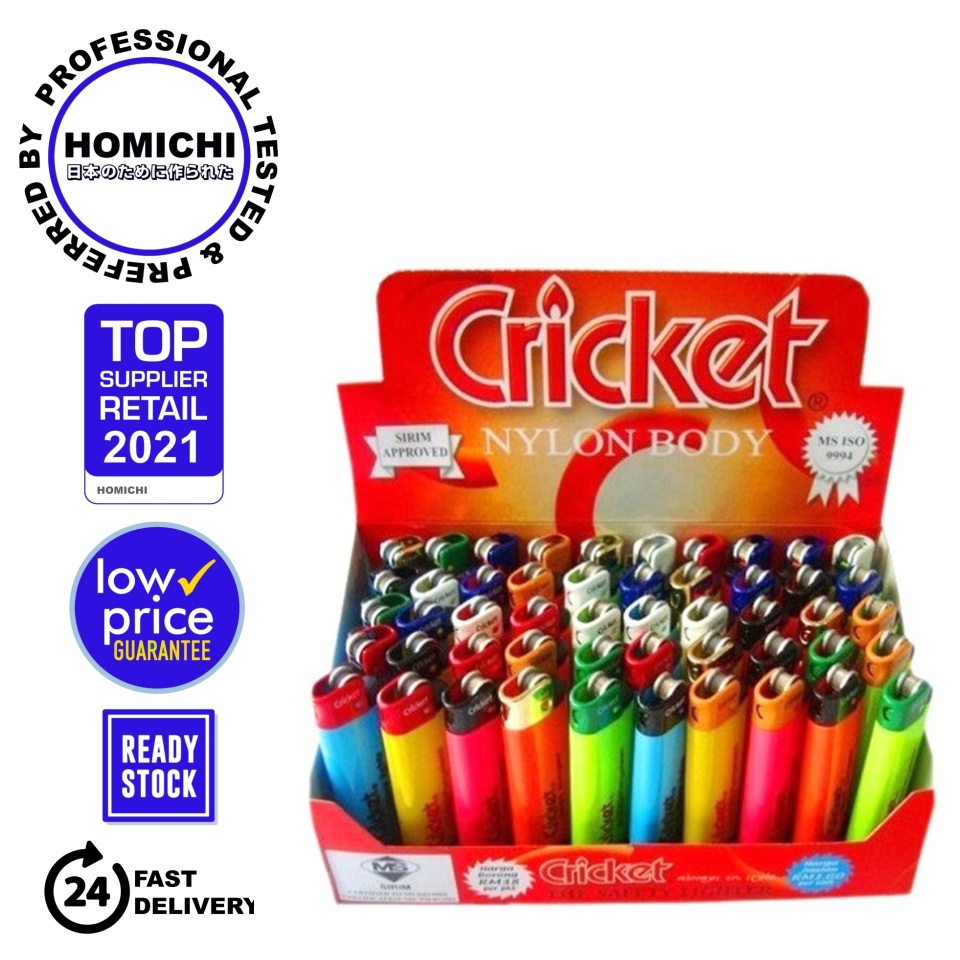 CRICKET LIGHTERS NYLON BODY MIX COLORS 50 pcs per box good fire pemetik ...