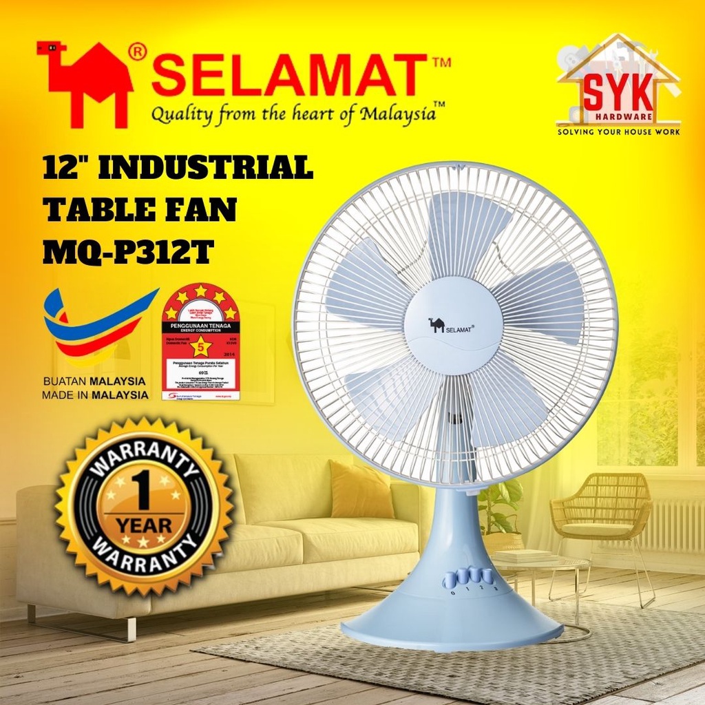 SYK Table Fan 12 Inch Selamat MQ-P312T / Toshiba F-TSA10(G)MY Electric Fan Home Appliances Kipas ...