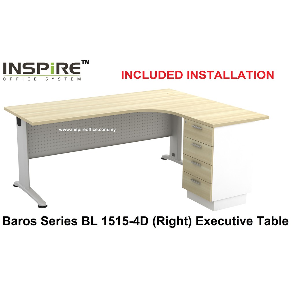 BAROS SERIES BL-1515-4D METAL J LEG EXECUTIVE L SHAPED TABLE | Shopee ...