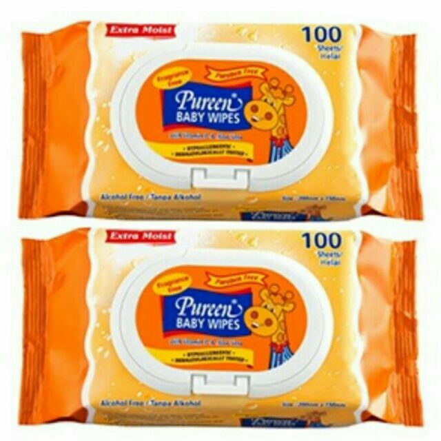 PUREEN BABY WIPES 100'S x 2 packs (Pink/Green/Orange) | Shopee Malaysia