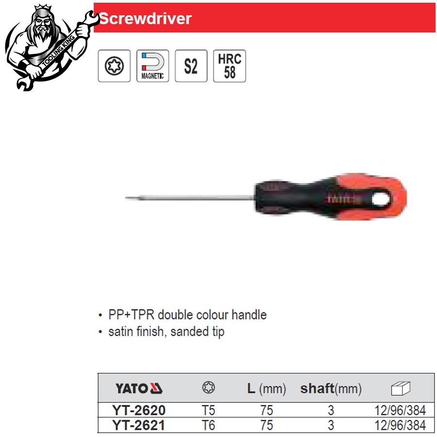 YATO Torx Screwdriver T5x75mm Crmo / Model: YT-2620 | Shopee Malaysia