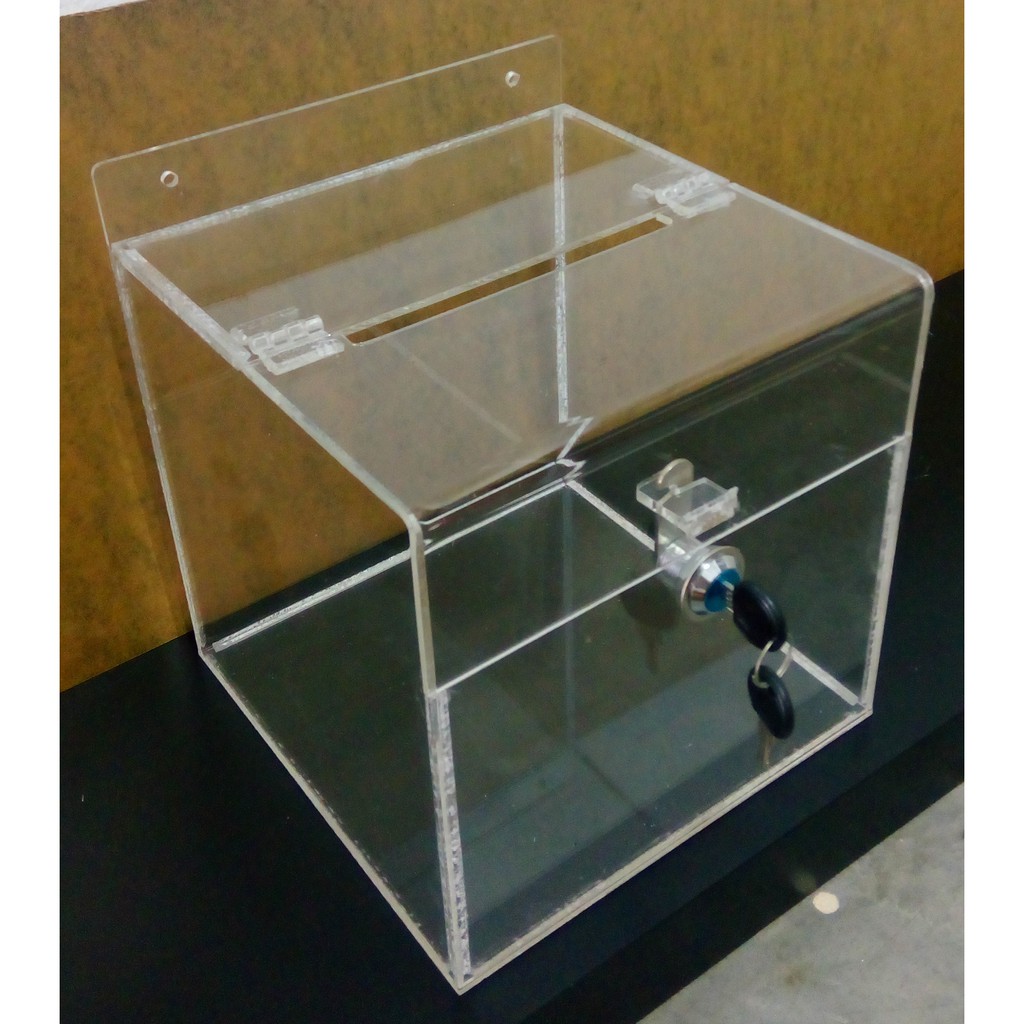 8 x 8 x 8in Wall Hanging Acrylic Suggestion Box With Cam-Lock, 3.0mm ...