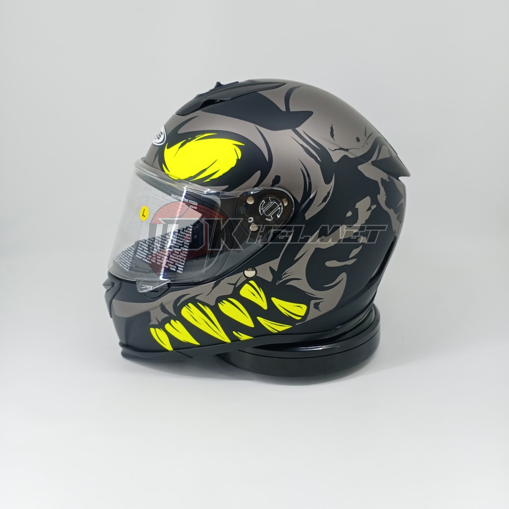 Zeus ZS 822B Full Face Helmet Matt Black AN27 Fluo Yellow Fluo Black ...