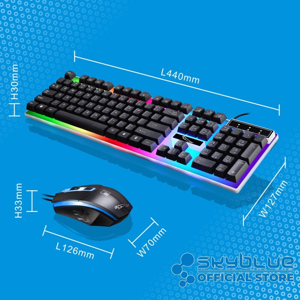 Gaming Keyboard Mouse Computer G21 Rainbow Color LED Light USB Wired ...